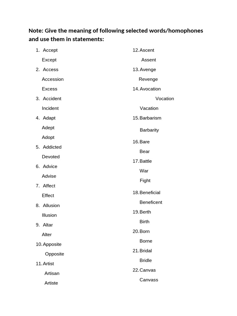 Understanding Homophones and Their Use | PDF