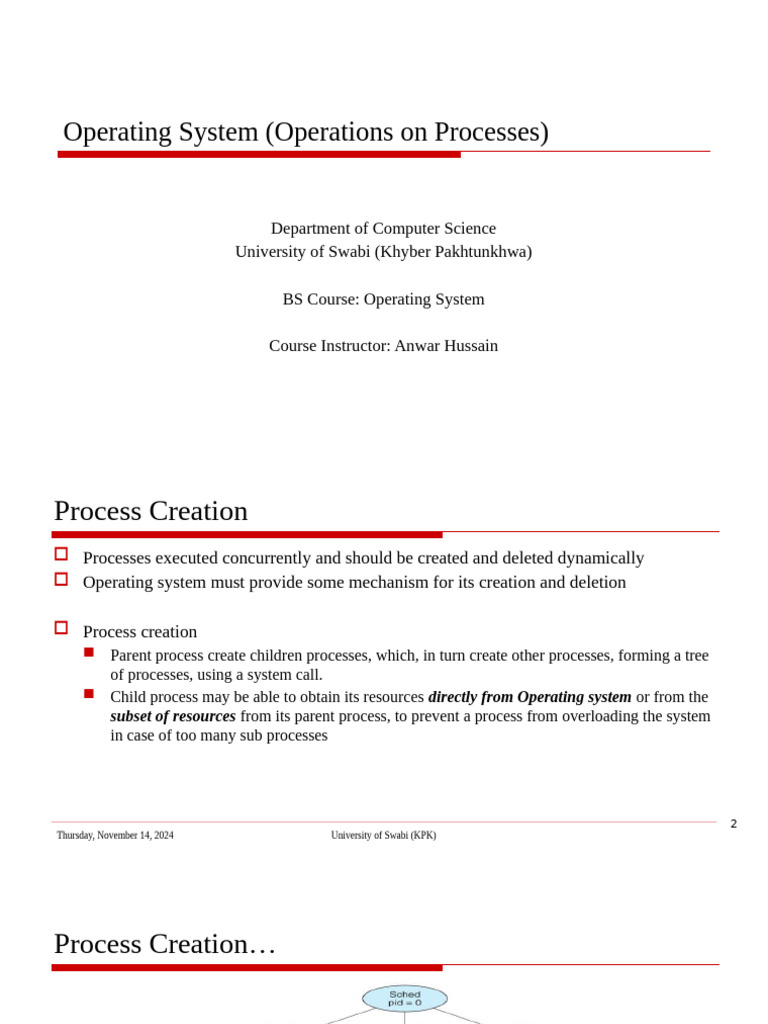 05 (Operations On Processes) | PDF | Process (Computing) | Operating System