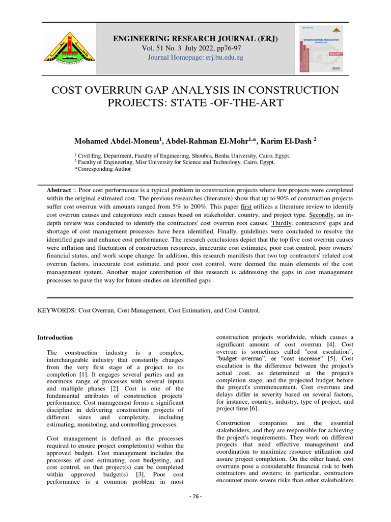 Cost Overrun Gap Analysis in Constructio | PDF | Survey Methodology | Business