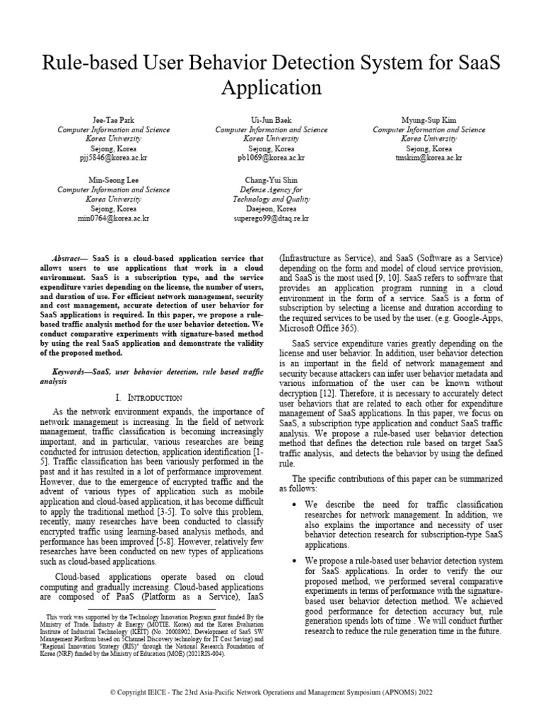 Rule-Based User Behavior Detection System For SaaS Application | PDF ...