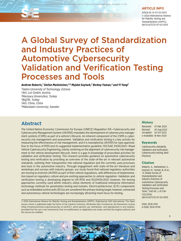 2311 JCAV AutomotiveSecurityTestingStandards | PDF | Computer Security ...