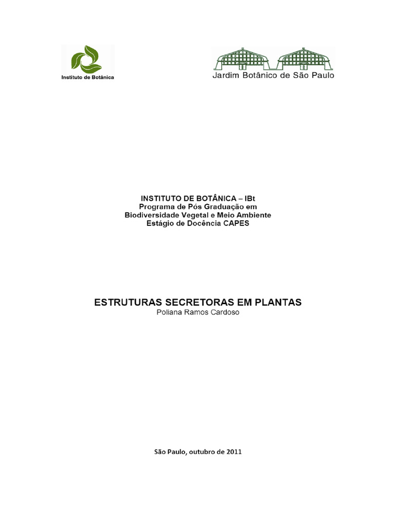 Estruturas Secretoras em Plantas Poliana Ramos Cardoso | PDF