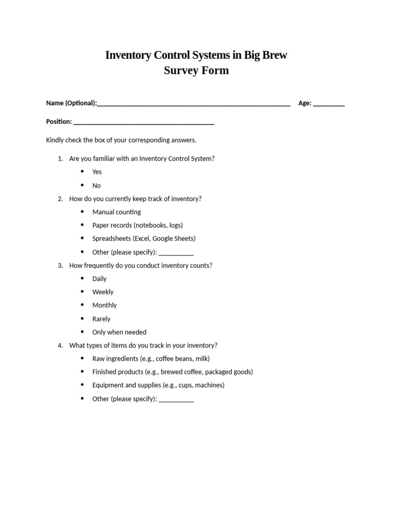 Inventory System Survey Revise | PDF