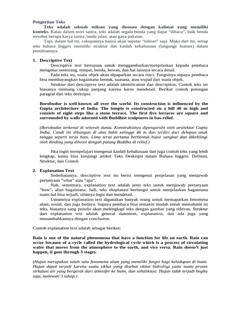 Jenis Teks Bahasa Inggris | PDF | Kajian Bahasa Asing