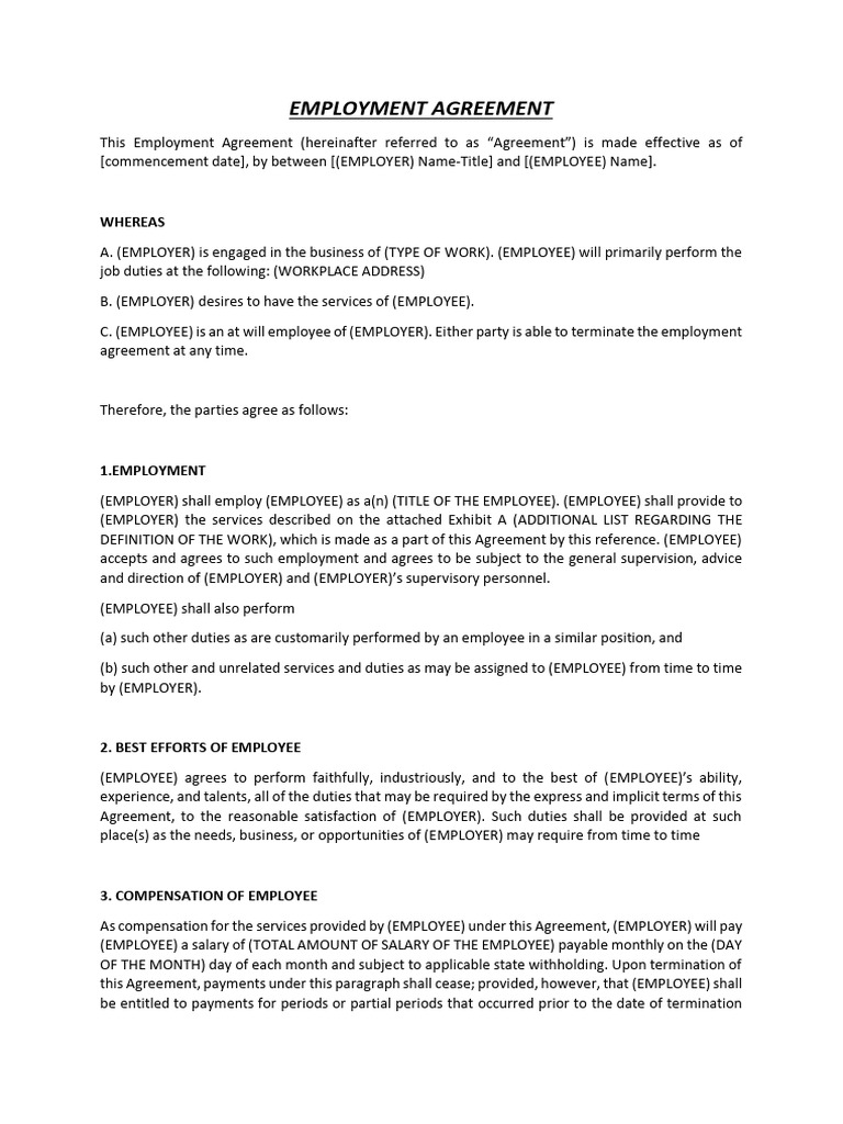 Employment Contract | PDF | Employment | Salary