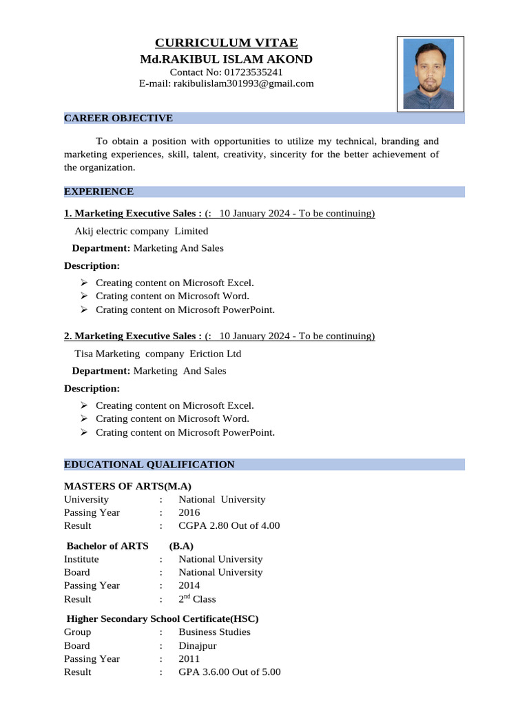 Cv of Md.tanjimul Kabir | PDF