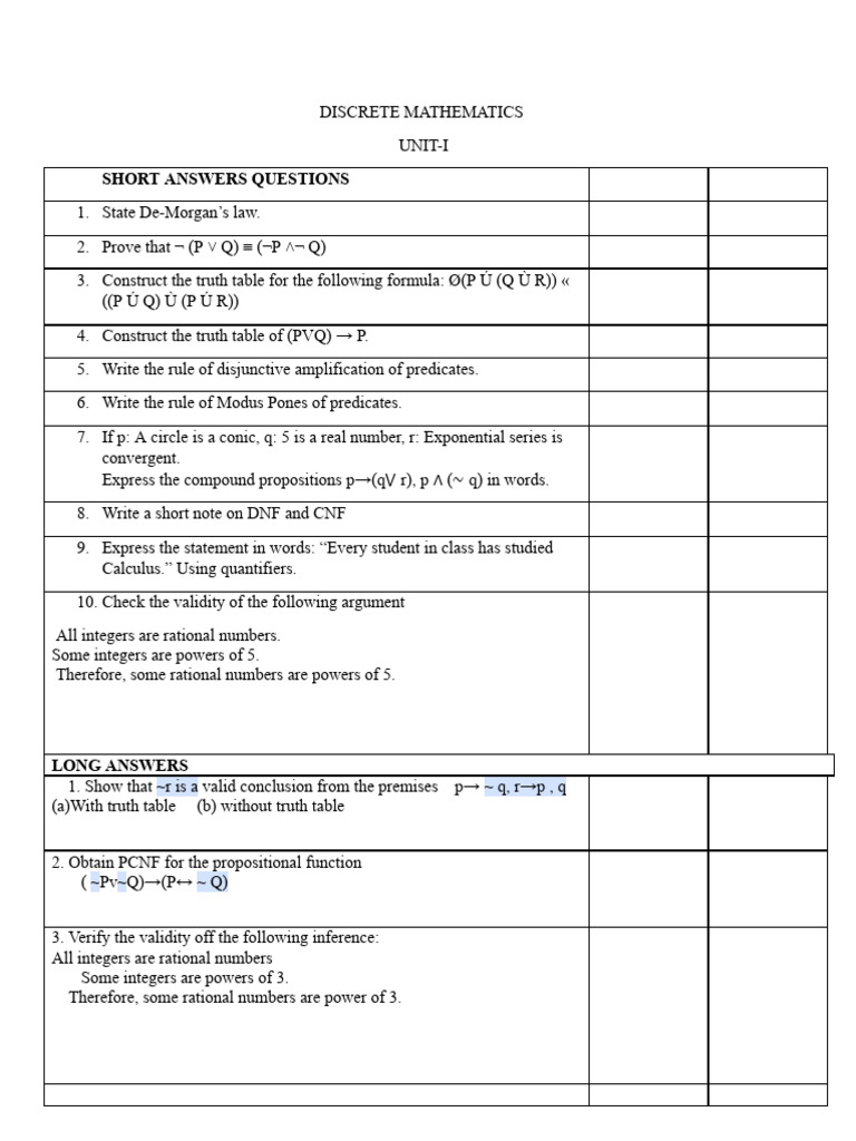 Discrete Mathematics Question Bank | PDF | Mathematics | Mathematical Relations