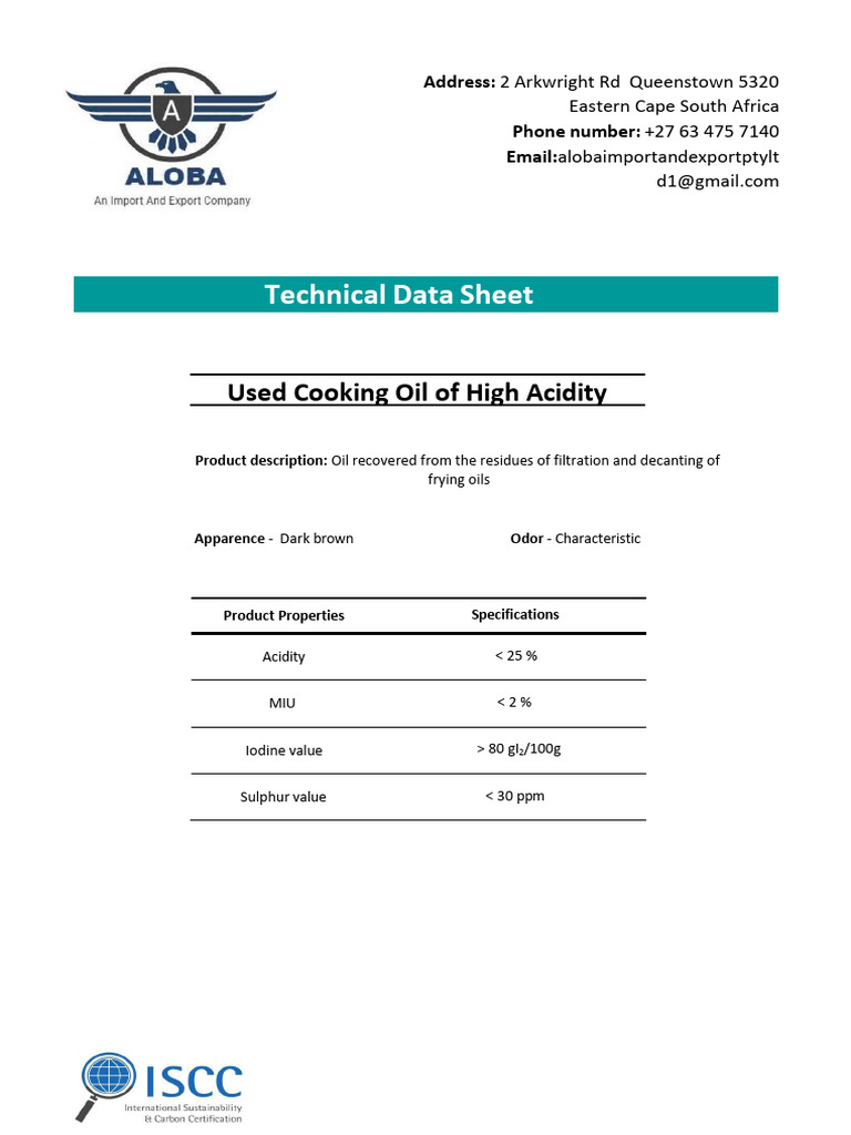 TDS For Used Cooking OIl | PDF