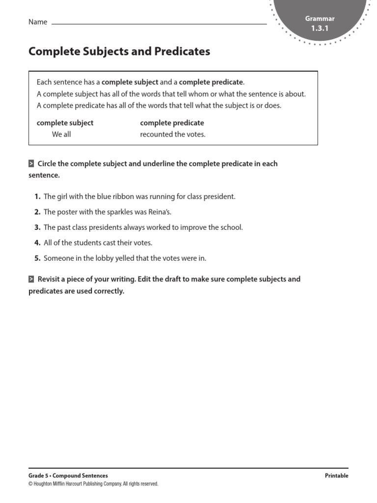Grammar 1.3.1 - Grammar 1.3.5 | PDF | Subject (Grammar) | Predicate ...