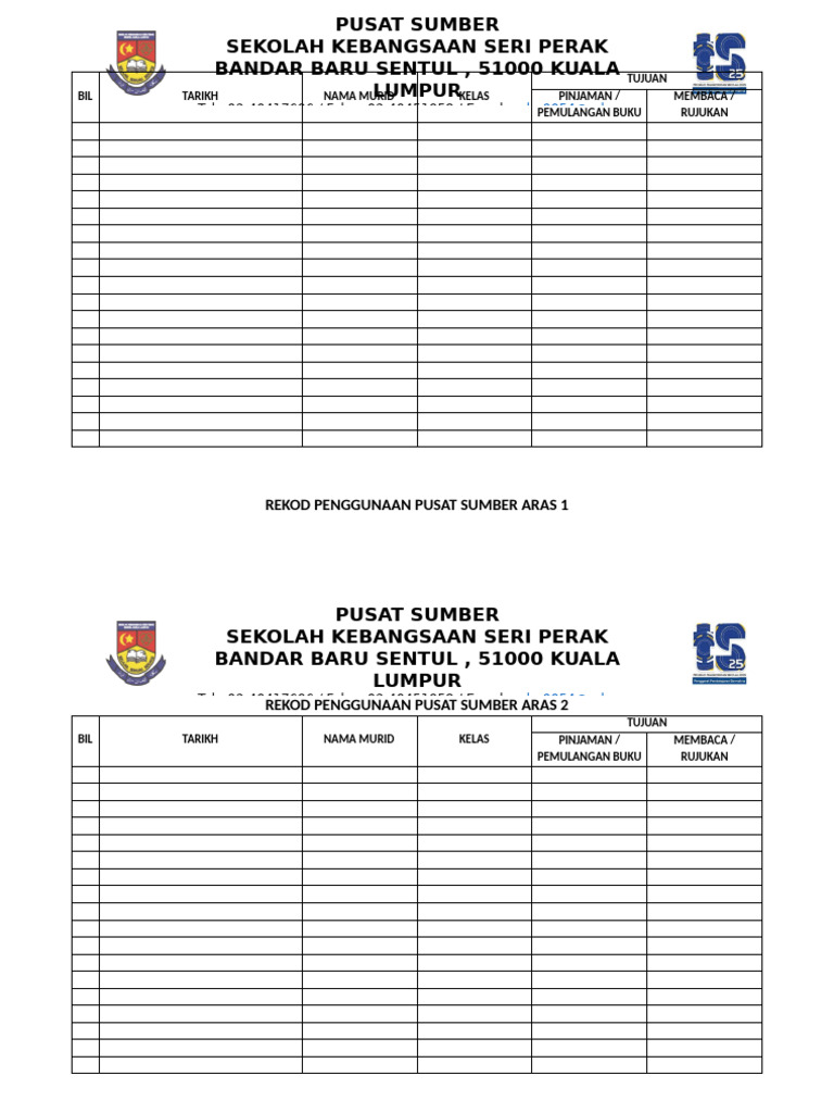 REKOD PENGGUNAAN PINJAMAN Dan PEMULANGAN PSS | PDF