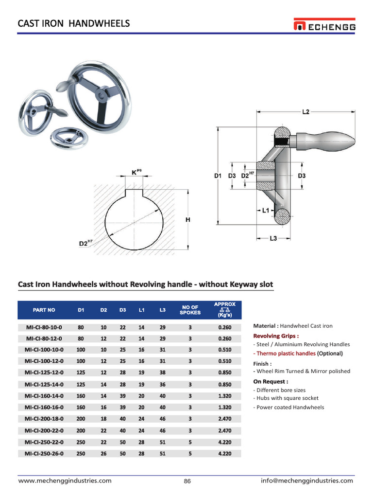 Cast Iron Handwheels Datasheet | PDF | Wheel | Vehicle Technology