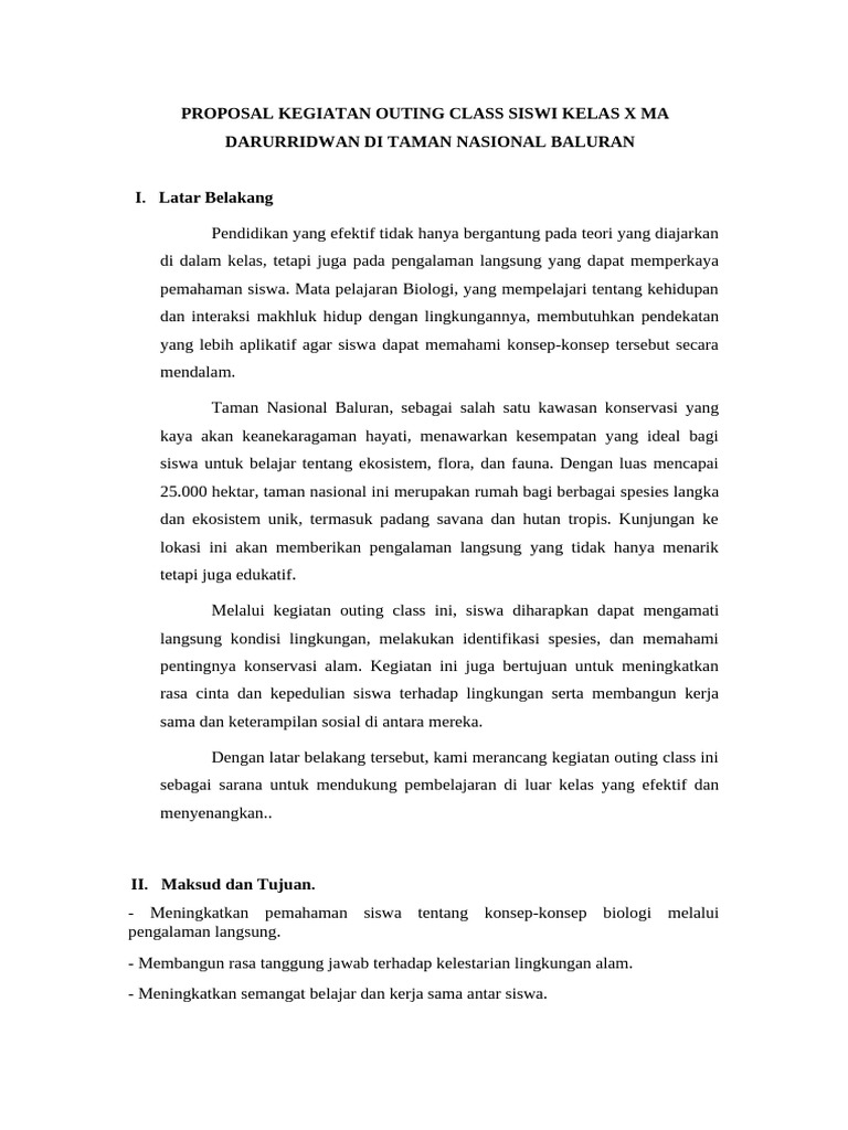 Proposal Kegiatan Outing Class | PDF | Sains & Matematika