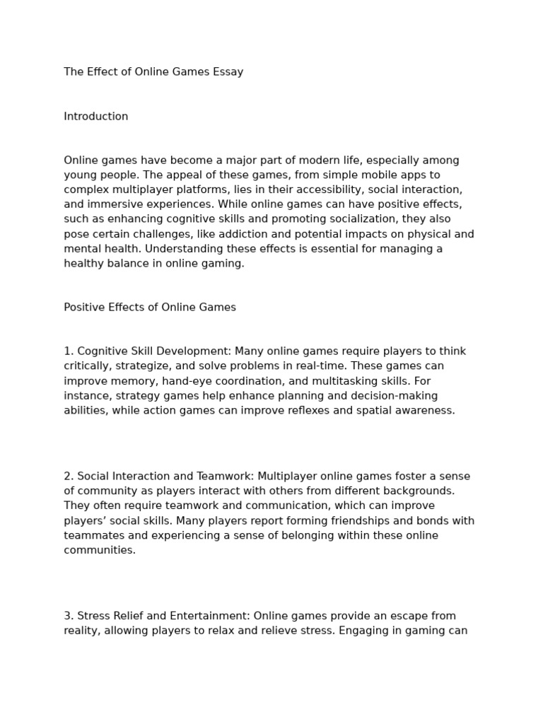 Positive and Negative Effects of Online Gaming | PDF | Sedentary ...