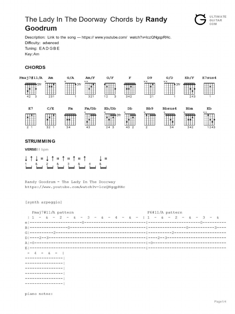 Randy Goodrum - The Lady in The Doorway 85 Westcoast, Tab | PDF