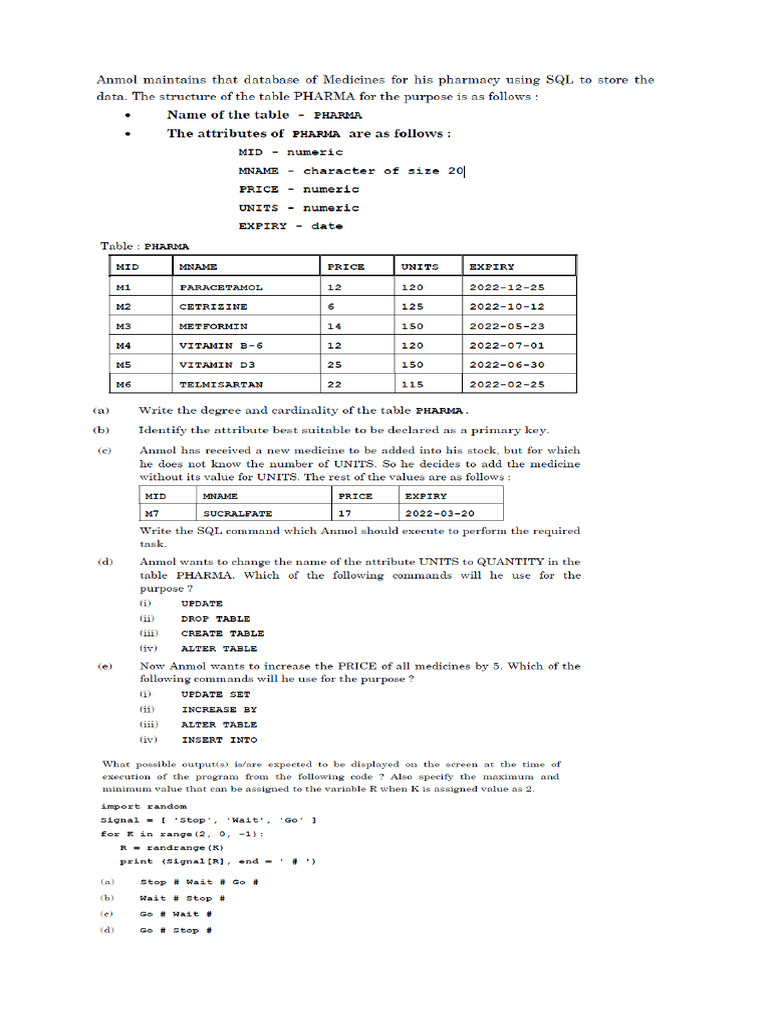 Computer Science Worksheet | PDF