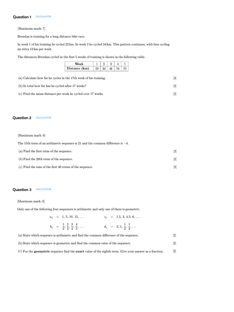 Topic 1 Sequences and Series Test Review | PDF | Investing | Numbers