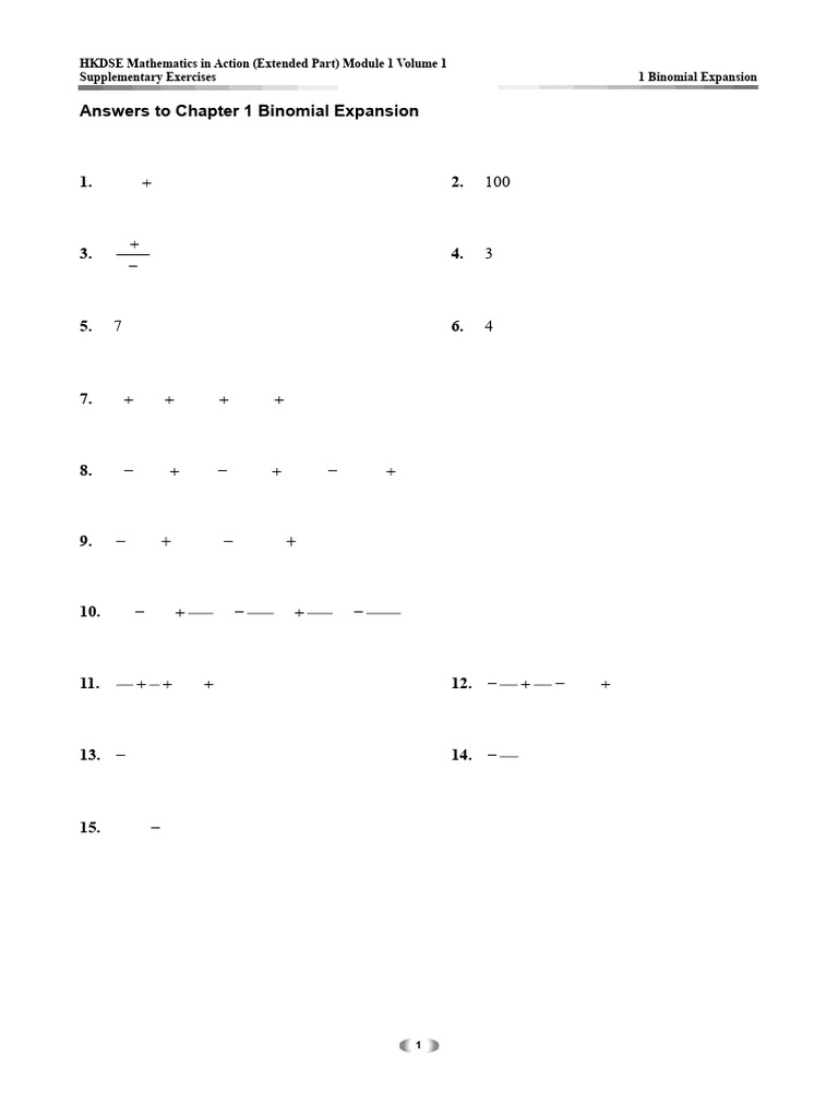 Answers To Chapter 1 Binomial Expansion | PDF | Teaching Methods & Materials