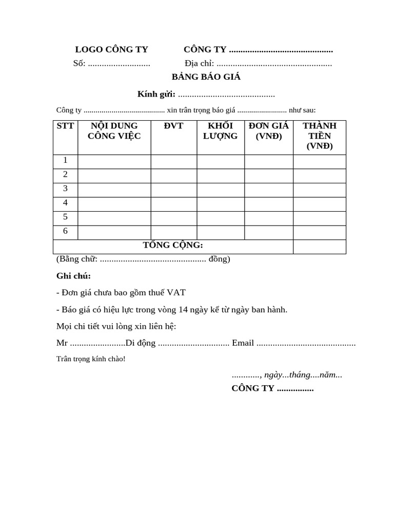 Bao Gia Form | PDF