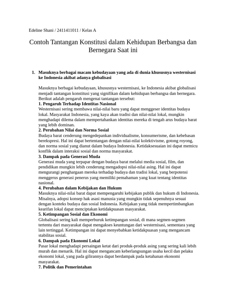 Contoh Tantangan Konstitusi Dalam Kehidupan Berbangsa Dan Bernegara ...