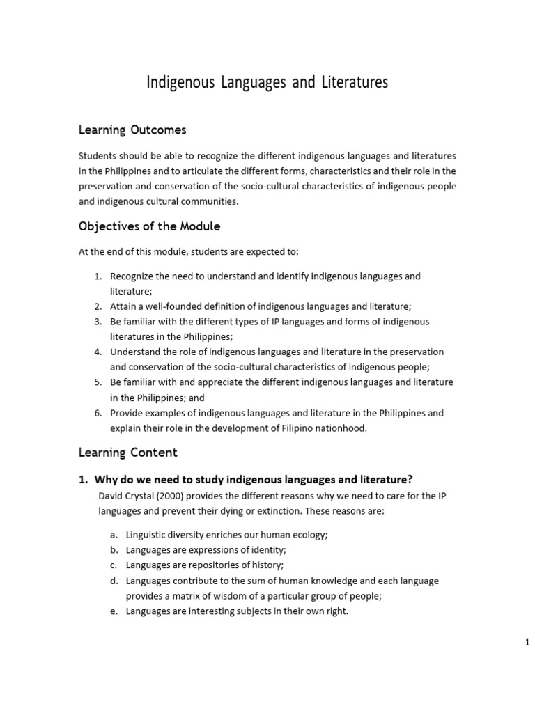 Indigenous Languages and Literatures | PDF | Linguistics | Human ...