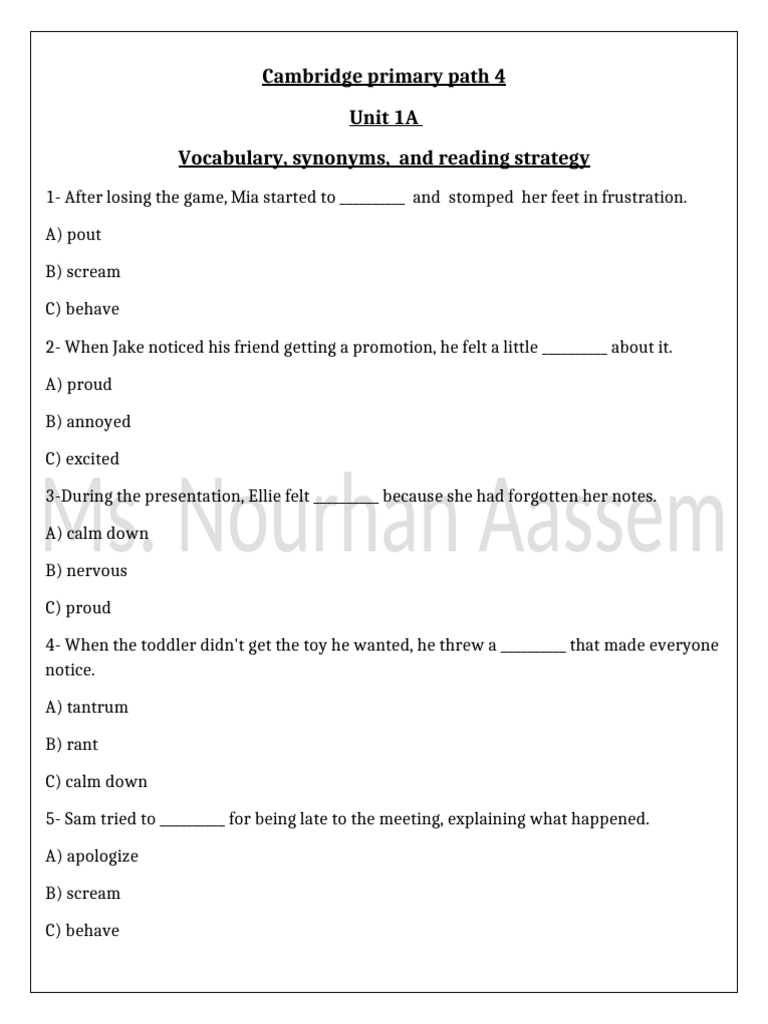 Cambridge Primary Path 4 - Unit 1A | PDF