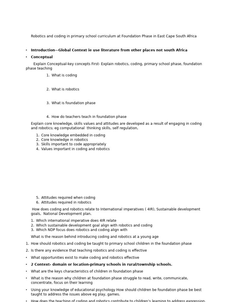 Coding and Robotics in Foundation Phase | PDF | Educational Technology ...