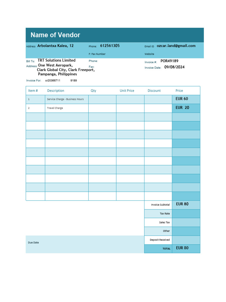 Specimen of Invoice | PDF