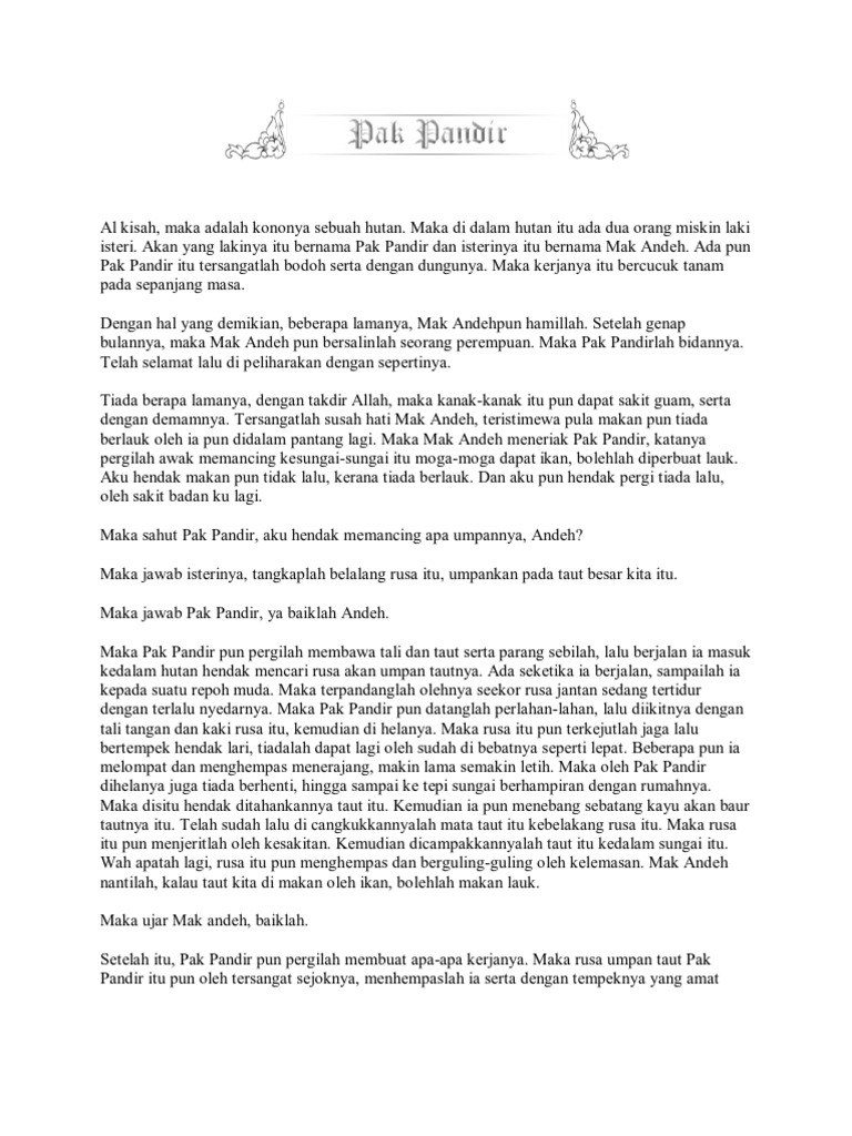 Al Kisah Pak Pandir Klasik | PDF