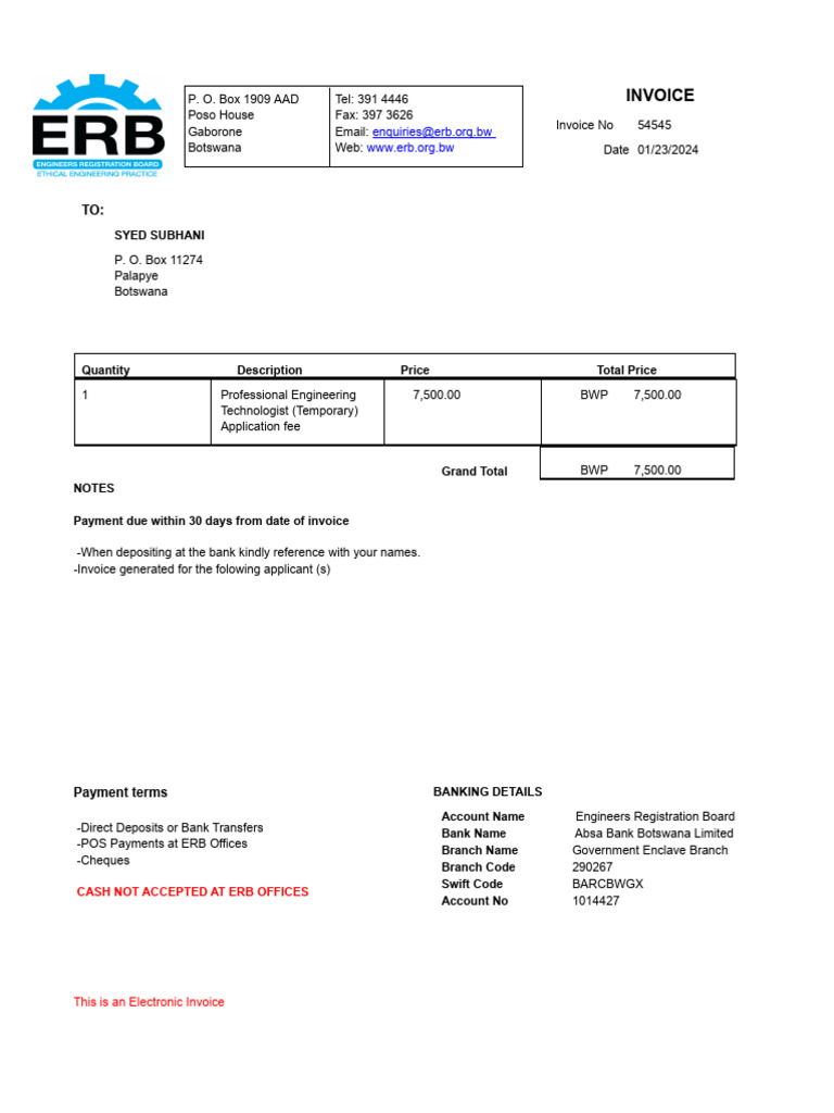Invoice: Syed Subhani | PDF | Invoice | Banks