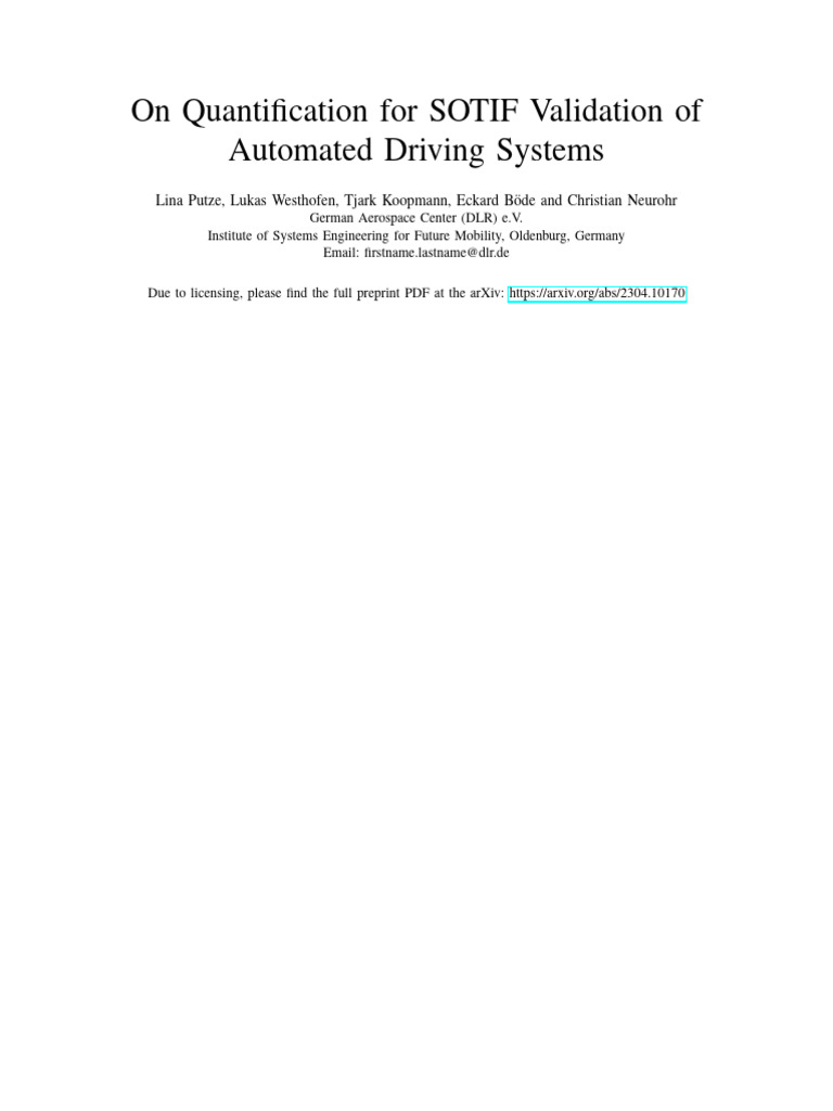 On So T If Validation For Automated Driving Systems | PDF | Science ...