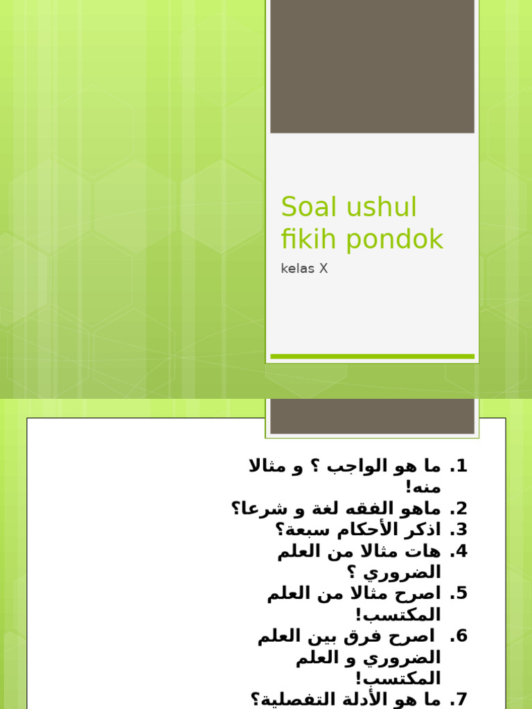 Soal Ushul Fikih Pondok Kelas X | PDF