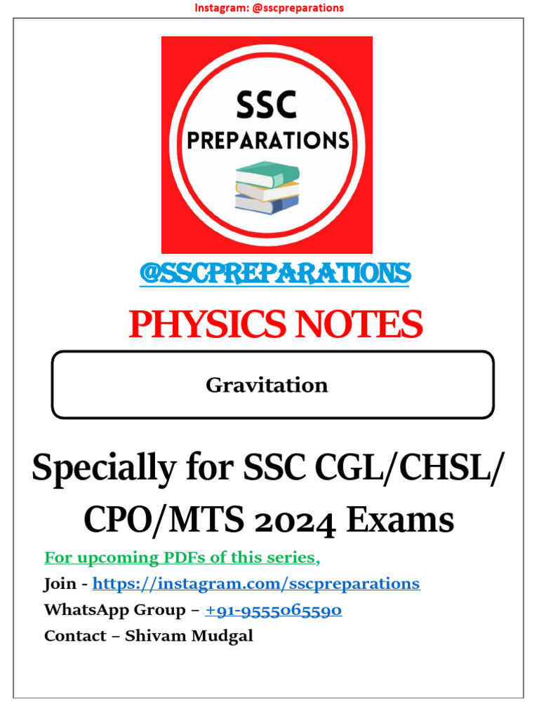 Gravitation - Physics Notes For SSC CGL 2024 | PDF | Waves | Sound