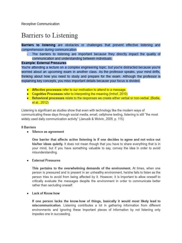 Receptive Communication Skills Module 1 Mapua | PDF | Empathy ...