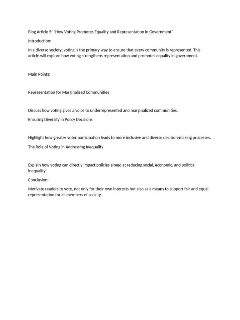 Empowering Equality Through Voting | PDF | Politics