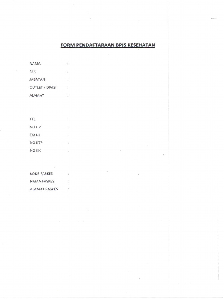 Form Pendaftaran BPJS Kesehatan | PDF