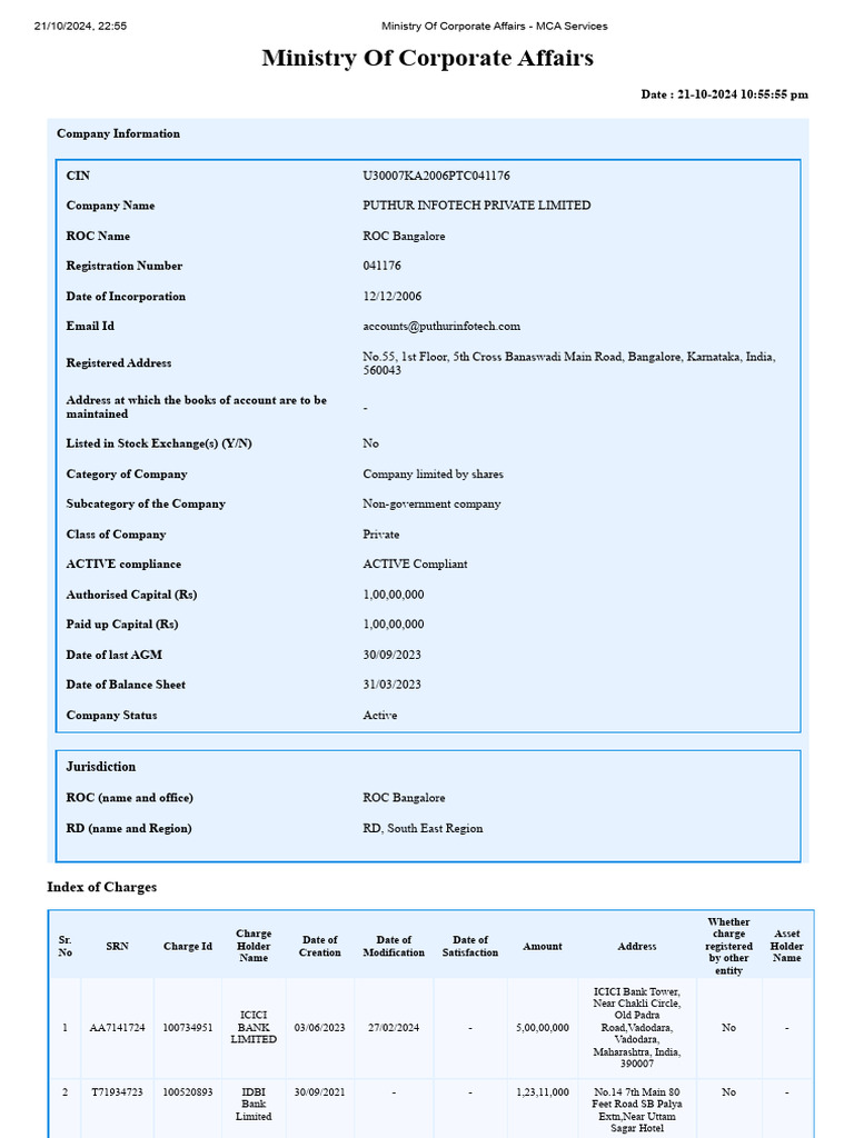 Ministry of Corporate Affairs - MCA Services | PDF | Economies | Corporations