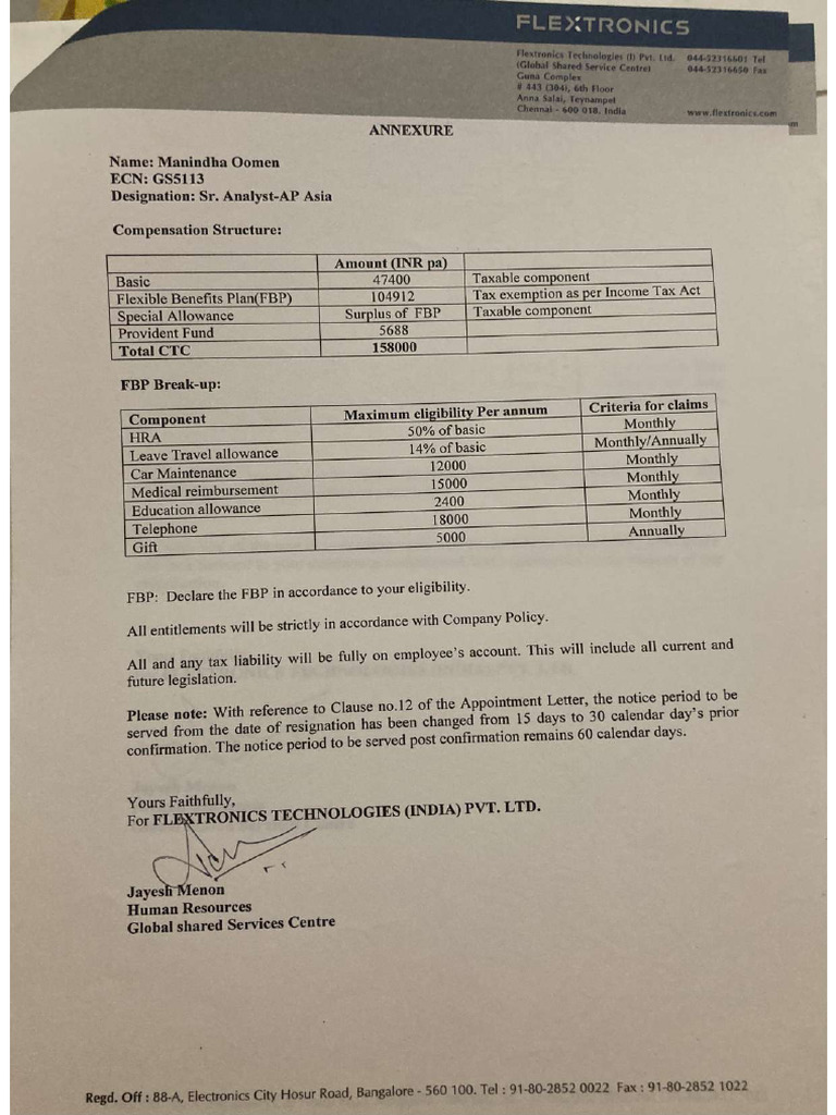Compensation Flextronics | PDF