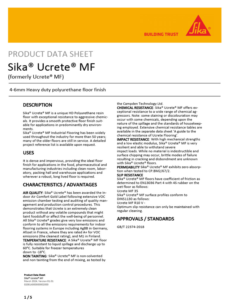 Pds Sika Ucrete Mf | PDF | Volatile Organic Compound | Humidity