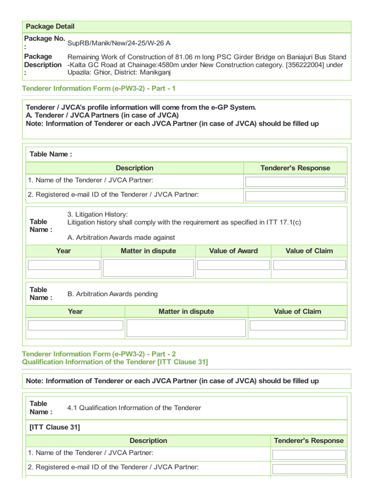 Section5 - Tender and Contract Forms | PDF | Bankruptcy | Business Law