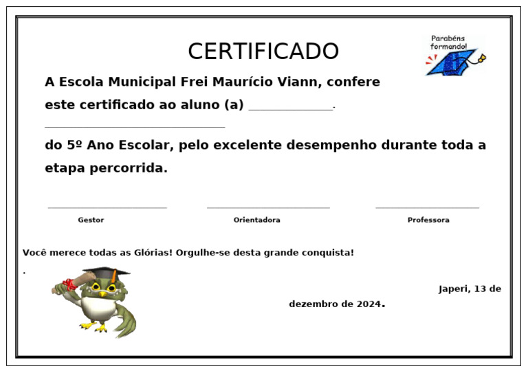 Certificado 5 Ano 2023 | PDF
