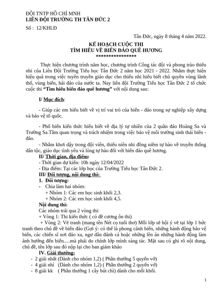 KH HỘI THI EM YÊU BIỂN ĐẢO QUÊ HƯƠNG | PDF