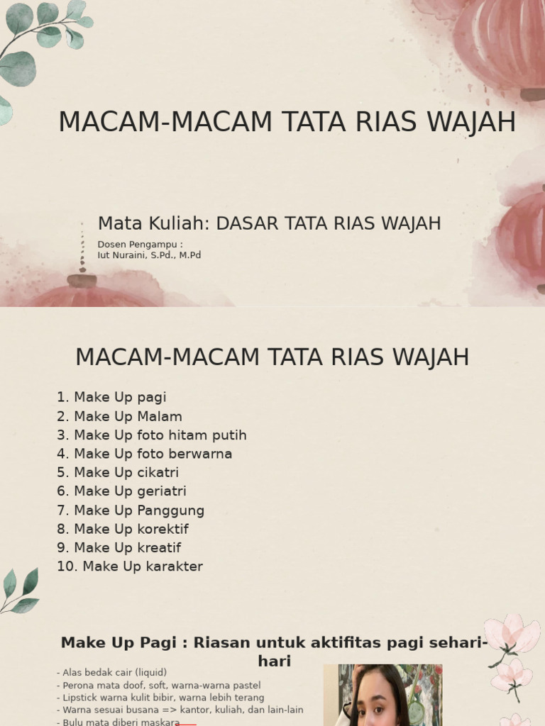 PPT Macam-Macam Tata Rias Wajah | PDF