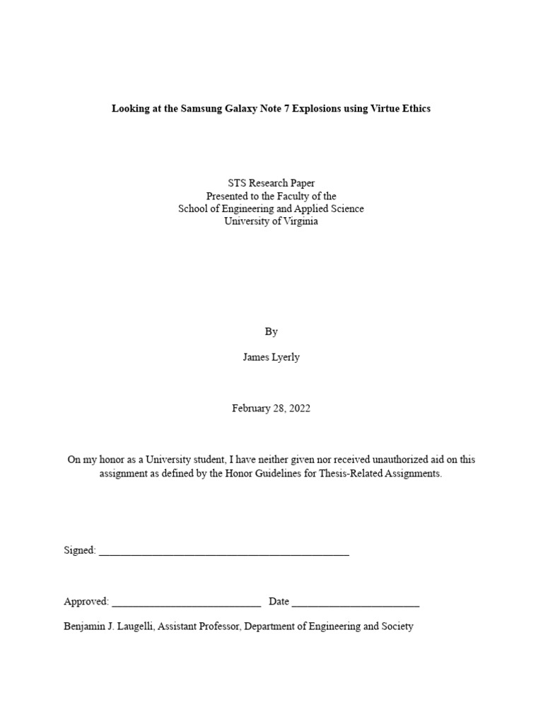 Lyerly James STS Research Paper | PDF | Virtue | Courage