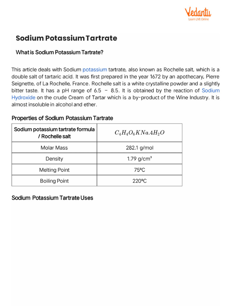 Sodium Potassium Tartrate | PDF