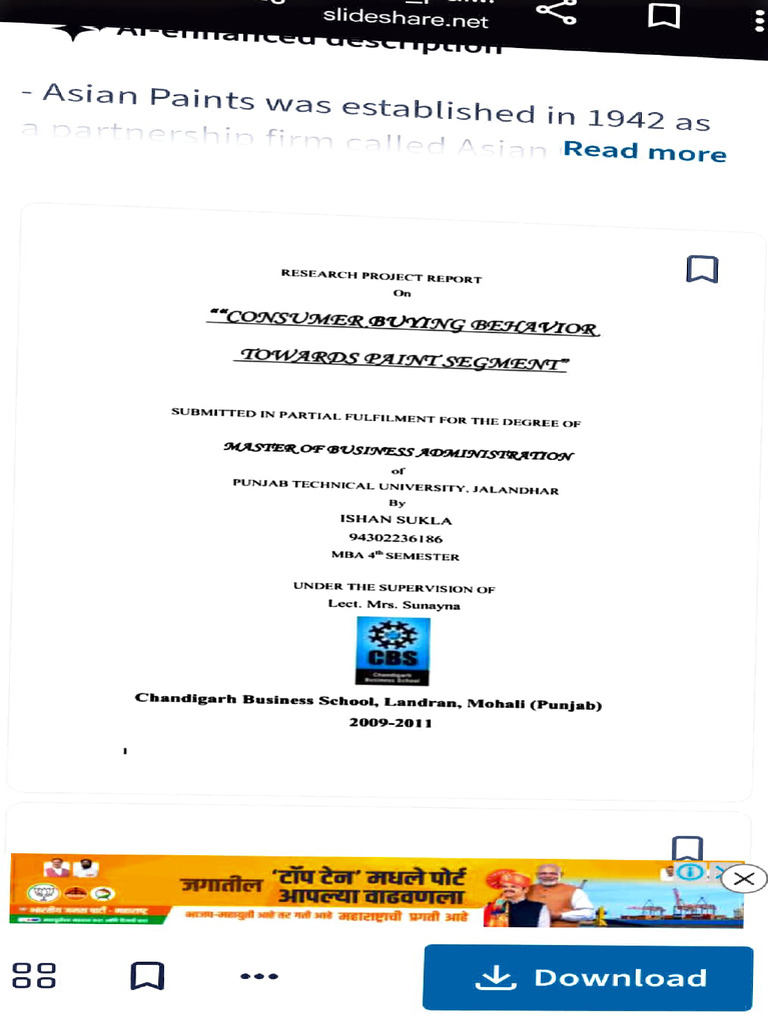 Project On Asian Paints | PDF