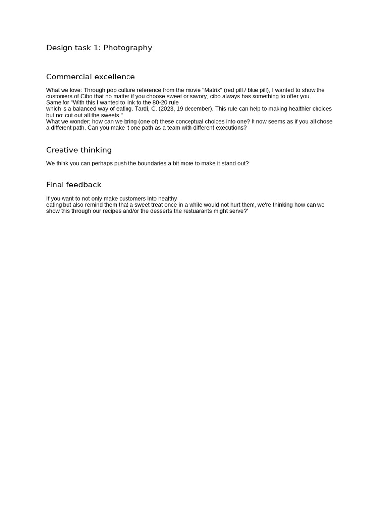 Feedback design task 1 photography | PDF