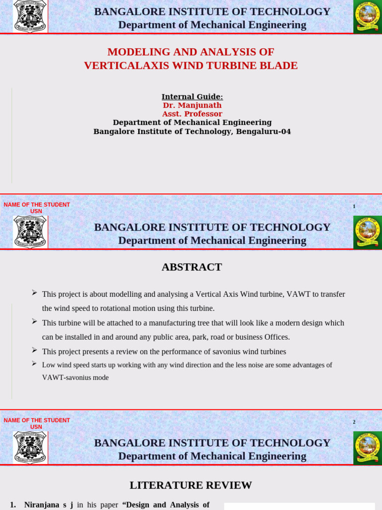 Mini Project Presentation Format (1) 2 | PDF | Wind Turbine | Turbine