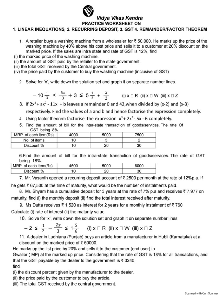 Practice Worksheet 1 - 1 | PDF