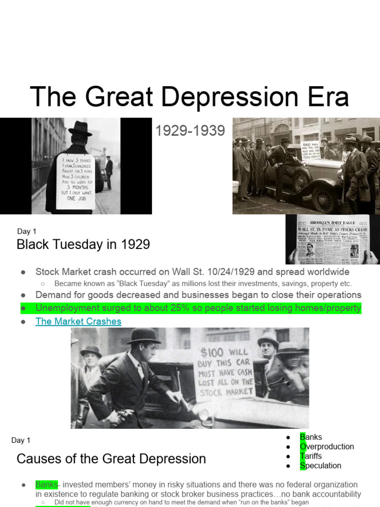 The Great Depression Era Unit Slideshow | PDF | Dust Bowl | New Deal