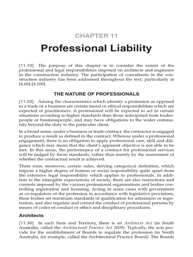 Construction Law in Australia - (11 Professional Liability) | PDF ...